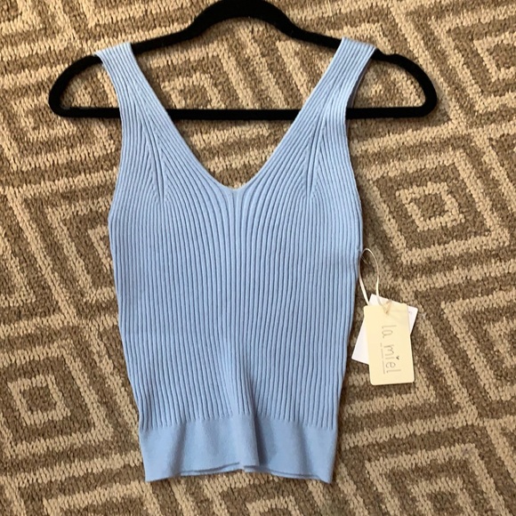 LA MIEL | Tops | Baby Blue Ribbed Tank | Poshmark